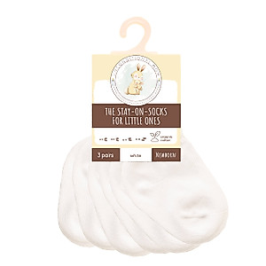 Unconditional Mom 3 Pairs of Newborn Socks - Adjustable Infant Socks with Velcro - Baby Socks 0-3 Months - White Cotton Organic Preemie Socks for Baby Boy and Girl