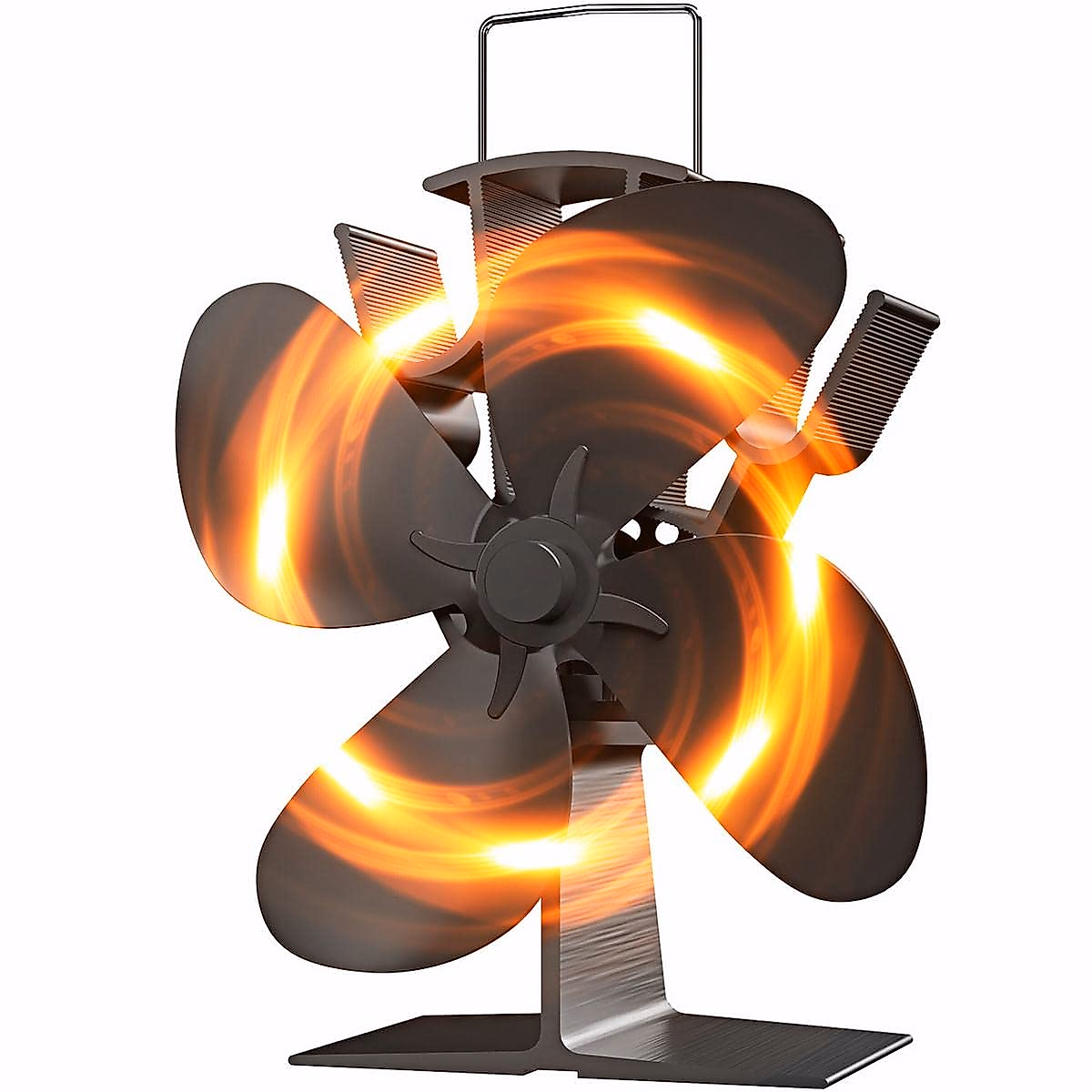 dskaoo Wood Stove Fan Heat Powered Non Electric, 4 Blades Fireplace Fan Save Energy, Efficient Heat Distribution, Quiet Wood Burning Stove Fan Thermal Fan for Buddy Heater/Gas Stove