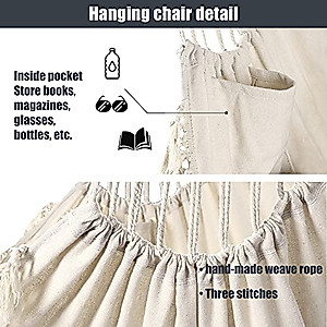 Chihee Hammock Chair Large Hanging Chair Soft Seat with Strong Straps and Hook Hanging Rope Swing Bear up to 330 lbs Stainless Steel Spreader Bar with Anti-Slip Rings Indoor Outdoor Home Garden Patio
