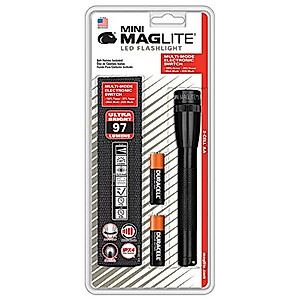 Maglite Mini LED 2-Cell AA Flashlight with Holster, Black