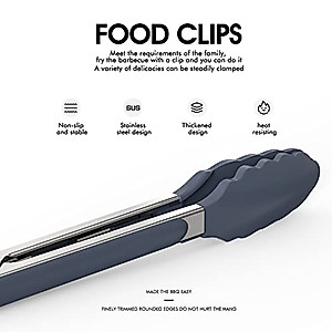 Dishwasher Safe Silicone Cooking Utensils - Heat Resistant Kitchen Utensil Set with Stainless Steel Handle, Spatula,Turner, Slotted Spoon,Tong, Kitchen Gadgets for Non-Stick Cookware, BPA FREE (Grey)