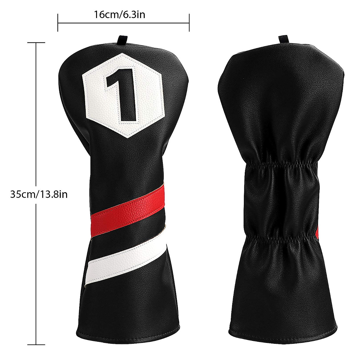 BIG TEETH Driver Headcover Golf Wood Headcovers 460cc Dr Club Head Cover with Classic Stripes (Black)