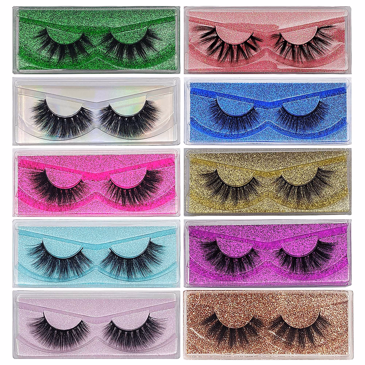 False Eyelashes MIKIWI 10 Pack Lahes, 12-20mm Wholesale 5D Fake Mink lashes, Fuffy Natural Volume eye Lashes, individual package Faux Mink EyeLashes