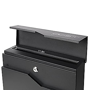 Large Mailbox Wall Mount with Lock, Decaller Modern Mailboxes for Outside, Black, 14.4" x 13" x 4.2"