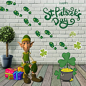 60 Pieces St. Patrick's Day Leprechaun Footprints Floor Stickers Removable Shamrock Foot Stickers Decorations Floor Decals Stickers for Window Walls Shamrock Party Favors Supplies Decoration