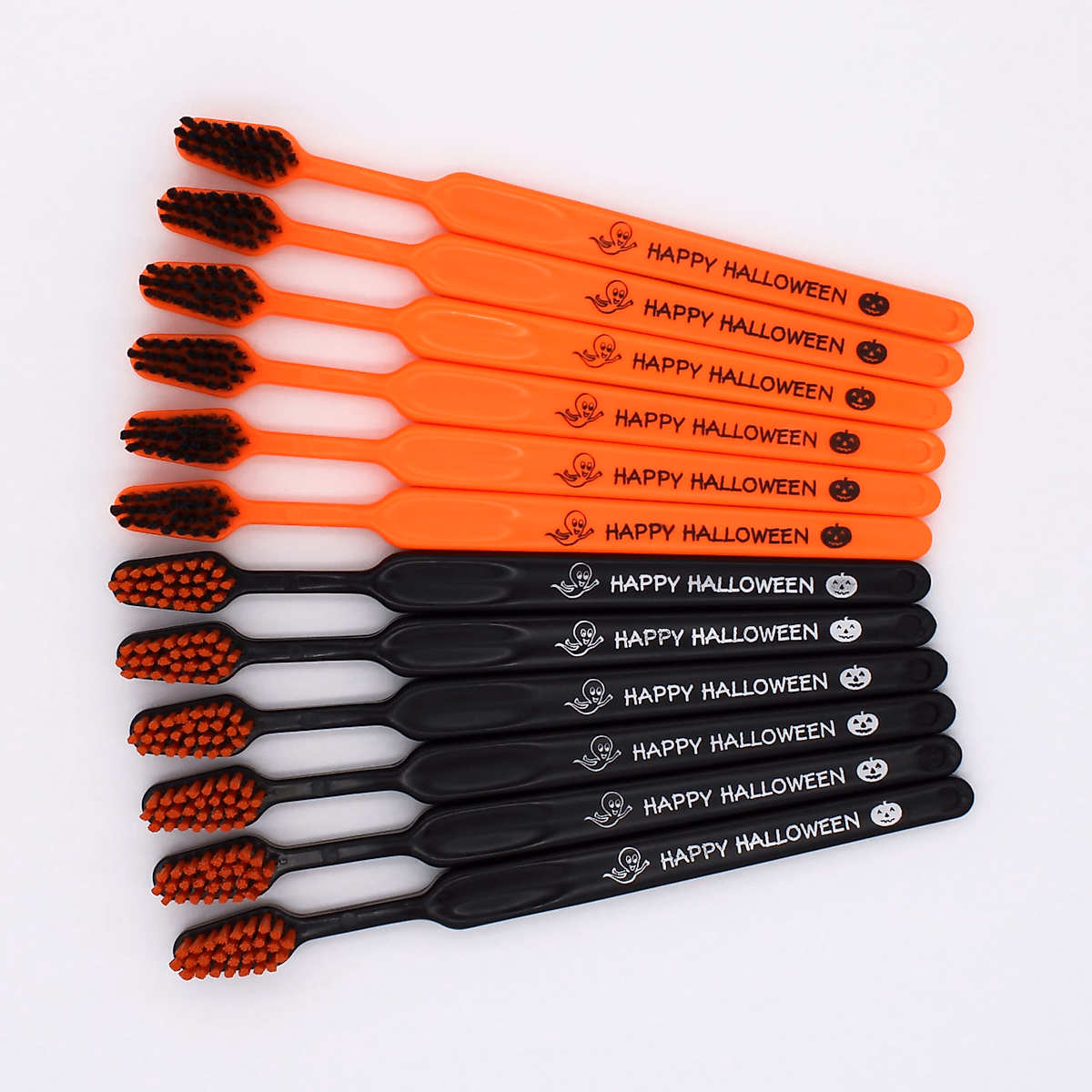 Bulk Halloween Kids Toothbrushes (Quantity:72). Individually Wrapped. Made in USA. Orange & Black. Great for Trick-or-Treat or giveaways.