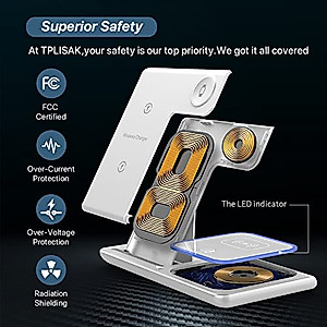 Wireless Charger, 3 in 1 Wireless Charging Station for Apple iPhone/iWatch/Airpods,iPhone 15,14,13,12,11 Series/Pro/Pro Max/XS Max/XR/XS/X/8/Plus,iWatch 7/6/SE/5/4/3/2,AirPods 3/2/pro（White）