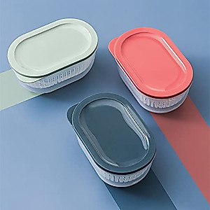 Food Storage Container with Colander Layer, Refrigerator Fresh-keeping Container Bowl Multifunctional Vegetable Fruit Liquid Storage Container Sealed with Lids Kitchen Essentials, 18 oz (Red)