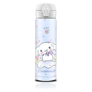 Generic Anime Water Bottle,Kawaii Anime Water Bottle Cup,Reusable Water Bottle for Girls 500ml (Cinnam)