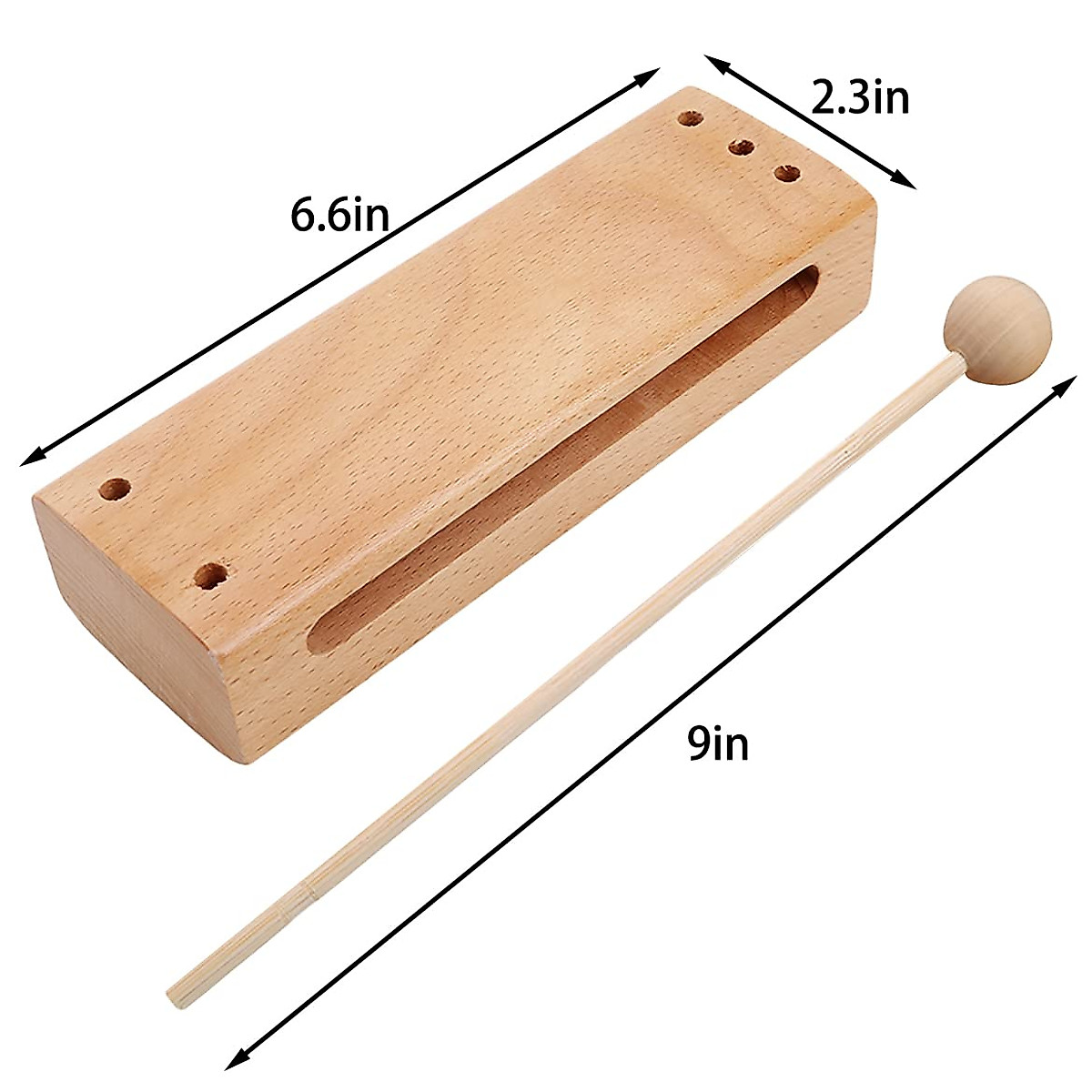 Solid Wood Rhythm Block with Mallet, Musical Percussion Instrument