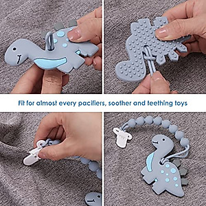 4-Pack Silicone Pacifier Clips with One-Piece Beads for Baby Boys and Girls - Flexible and Rust-Free Holders for Teething Relief and Baby Essentials, Safe for Newborns (Grey)