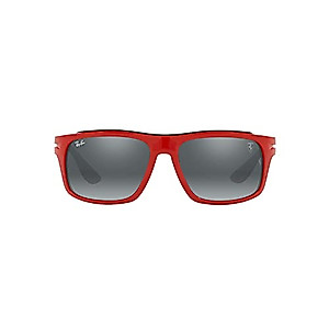 Ray-Ban RB4364M Scuderia Ferrari Collection Aviator Sunglasses, Red/Grey Mirrored Silver Gradient, 61 mm