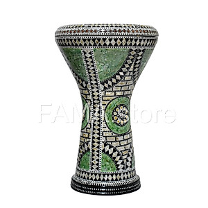 New Gawharet El Fan 17 inches Drum Darbuka tabla doumbek mother of pearl musical instrument Egyptian handmade with bag (Green Castle 17")
