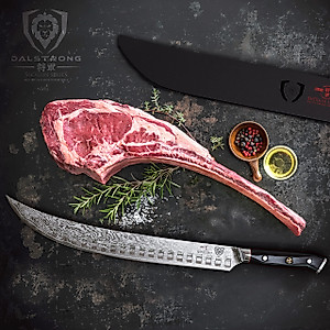 DALSTRONG Butcher Knife - 12.5 inch Slicer - Shogun Series ELITE - Japanese AUS-10V Super Steel - Black G10 Handle - Vacuum Treated Cimitar Meat Breaking Knife - Sheath Included