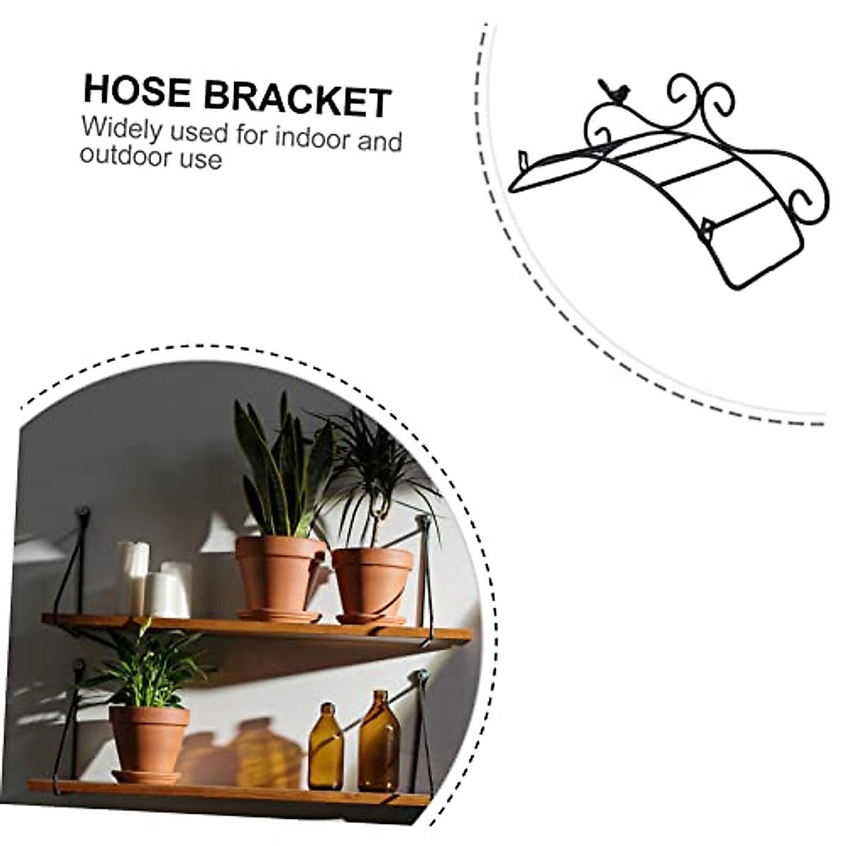 JEWEDECO Hose Wrought Iron Frame Garden Hose Hanging Hook Hose Holder Decorative Garden Hose Storage Outdoor Hose Garden Hose Reels for Outside Water Hose Hanger Wall Water Pipe Bracket