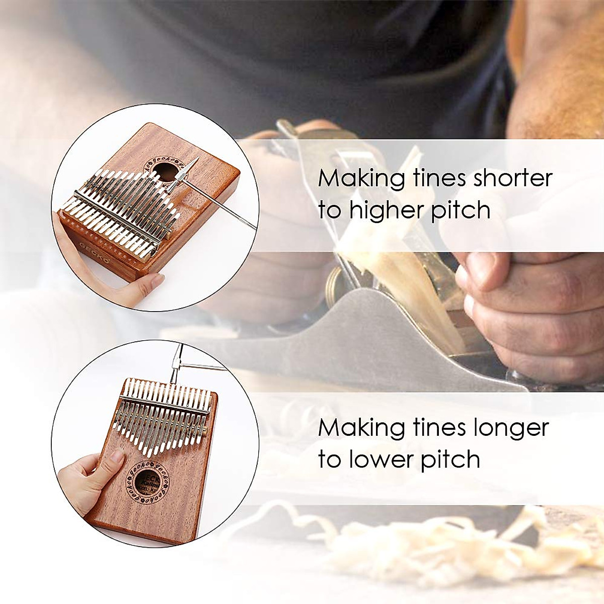 TONGYONG Gecko Kalimba Thumb Piano 17 Keys, Mahogany Wood Portable Mbira Sanza Finger Piano Mini, with Tune Hammer and Songbook, Musical Inruments for Kids Adult Beginners