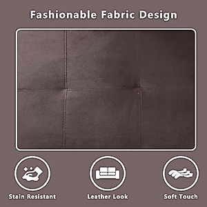 EOVTK L-Shape Upholstered Sectional Sofa Set with Left Facing Chaise Lounge and Storage Ottoman, 97'' Flannel Corner Couch for Living Room Furniture Apartment and Office, Dark Brown