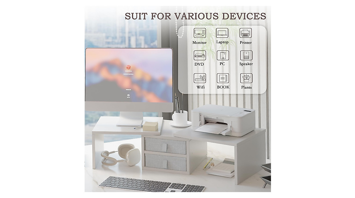 TEAMIX Dual Monitor Stand Riser – Adjustable & Stylish