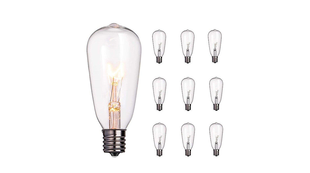 ST40 E17 Edison Light Bulbs 10-Pack | Outdoor Patio String Lights