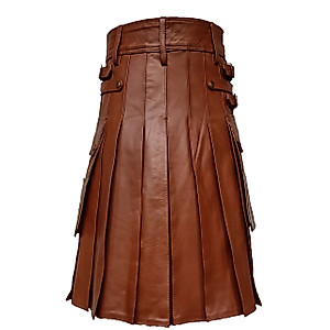 Custom Made Genuine Cowhide Leather Utility Kilt Scottish Warrior Traditional Highland Kilt for Men with Leather Sporran (Made to Order Click on Customize Now)