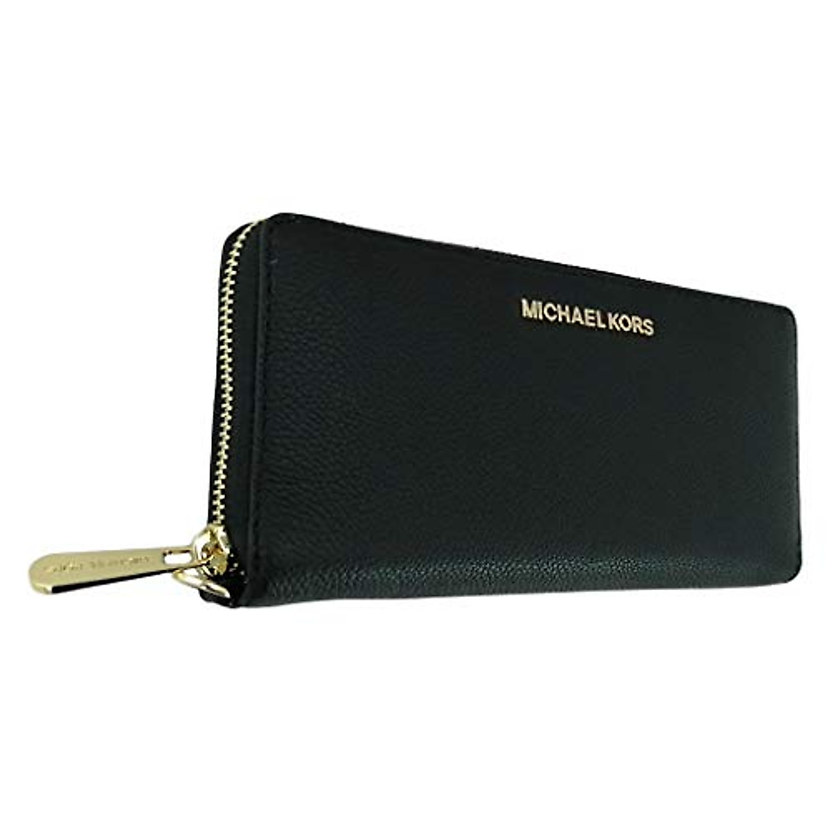 Michael Kors Jet Set Travel Continental Leather Wallet/Wristlet - Black/Gold, Medium