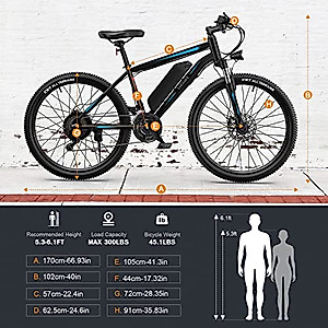 TotGuard Electric Bike, Electric Bike for Adults, 26" Ebike 350W Adult Electric Bicycles, 19.8MPH Electric Mountain Bike, 36V 10.4Ah Battery, Suspension Fork, Shimano 21 Speed Gears