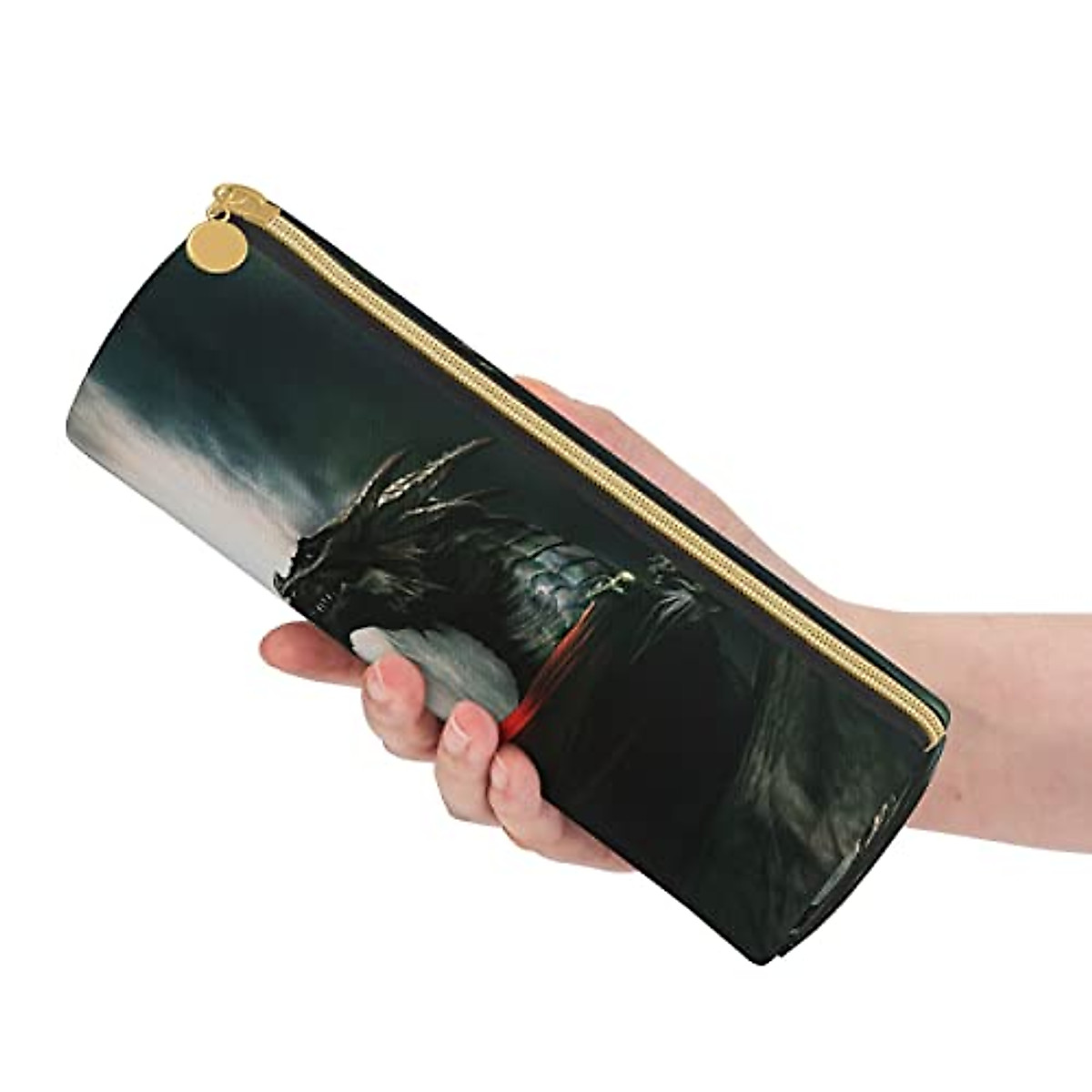 Dragon Pencil Case Pen Pouch Cylinder Small Carrying Box for Women Adult With Smooth Zipper Simple Durable Lightweight for Office Organizer Storage Bag