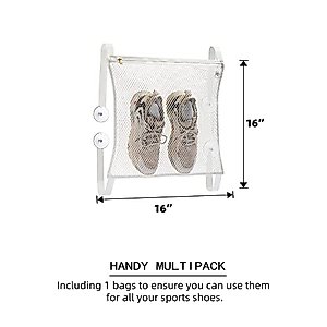 MIFNRO Sneaker Wash and Dry Bag for Dryer, Sneaker Drying Bag for Laundry, with 4 Suction Cup Hooks for Easy Installation, Use YKK Zipper（1 M ）