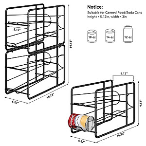 MOOACE 4 Pack Can Dispenser Rack, Stackable Can Storage Organizer Holder for Canned Food Kitchen Cabinet Pantry Countertop, Black