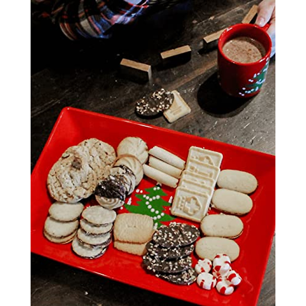 Waechtersbach Christmas Tree Serving Platter – Handmade Porcelain Red Serving Trays for Parties – Durable Christmas Snack Tray – Dishwasher & Microwave Safe Holiday Tray – Great Christmas Gifts