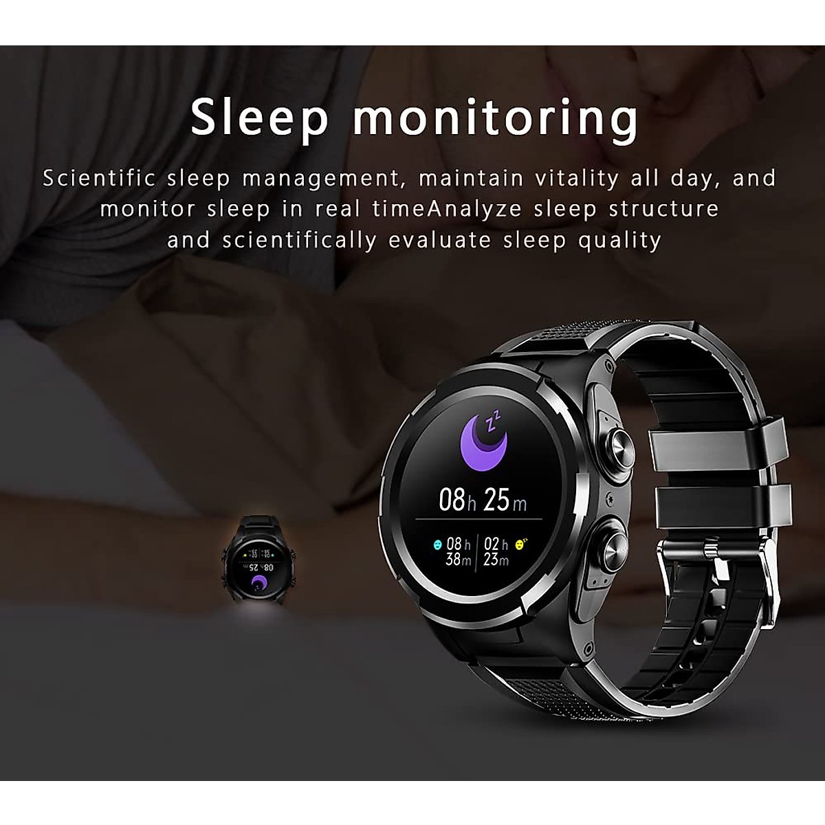 Sudroid Smart Watch with Earbuds, 2 in 1 Bluetooth Smart Watch for Android iPhone, Fitness Tracker Watch, Tracker with Blood Oxygen Heart Rate Sleep Monitor, Long Time Standby Sports Smart Watch