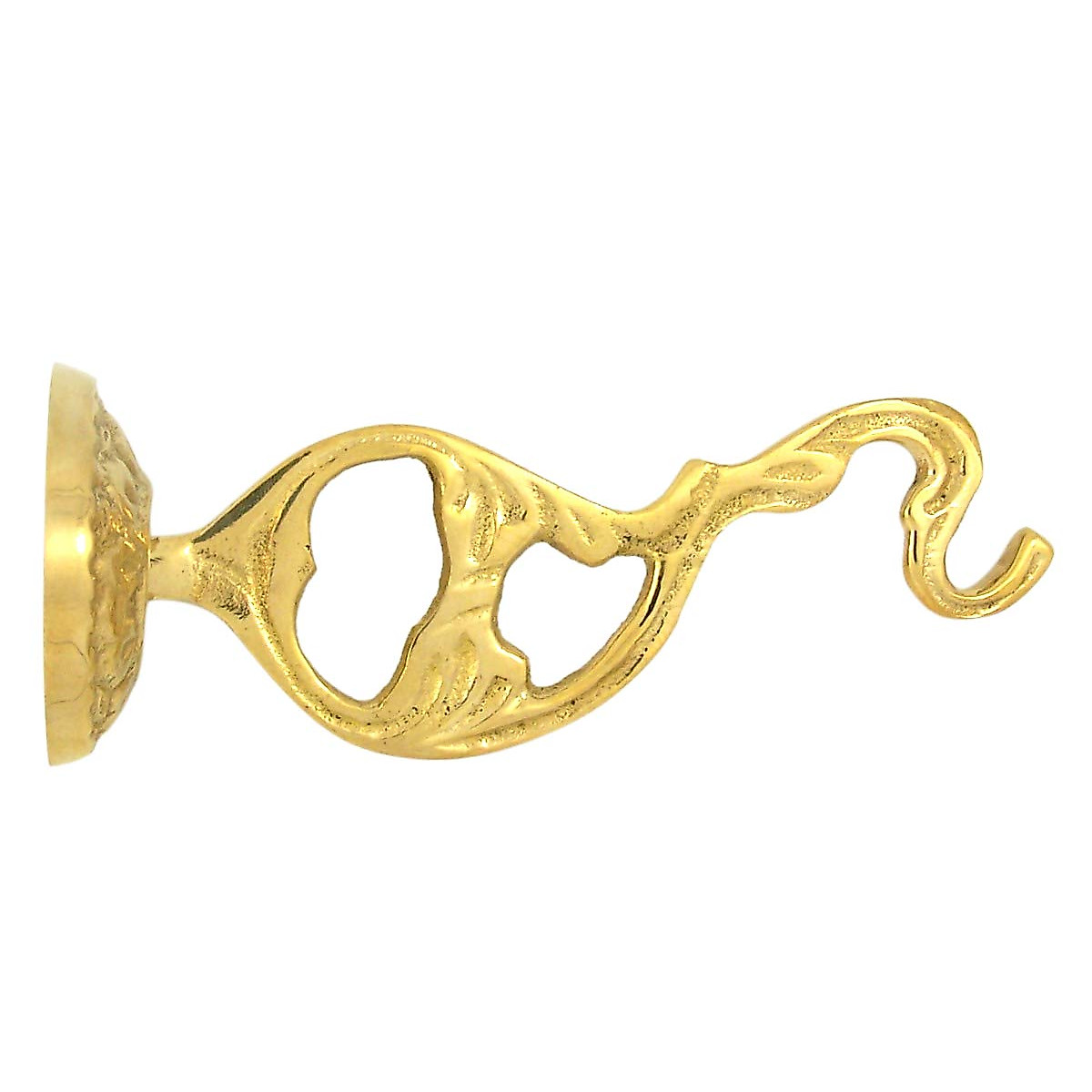 Needzo High Polished Brass Wall Hook, Ornate Bracket for Orthodox Church Oil Lamp or Home Use, 5 Inch