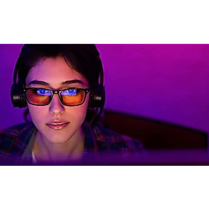 B BIKRUL Best anti glare Amber lens night vision glasses for driving,computer gaming glasses for men for eye strain,black square blue light glasses men