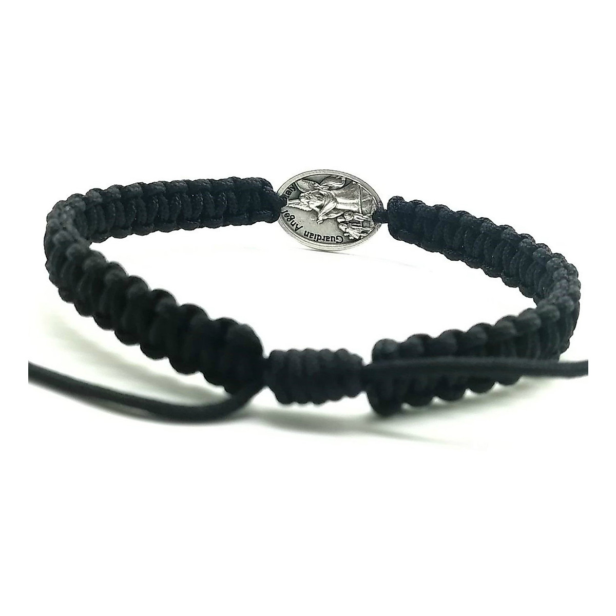 MedjugorjeStoneGifts St Michael the Archangel/Guardian Angel Bracelet/Black Adjustable Cord