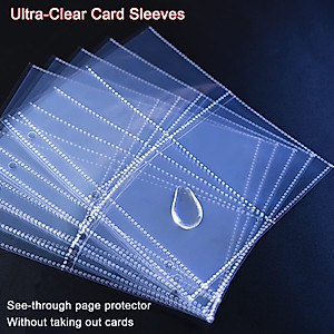 50 Pack 400 Pockets 2.5x3.5" Trading Card Sleeves,Double-Sided 4 Pocket 6.1x7.6" Page Protector,Ultra-Clear Pokemon Card Sheets for A5 Mini 3 Ring Binder