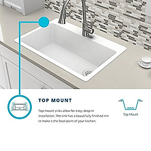 Elkay Quartz Classic ELG250RWH0 White Offset Double Bowl Top Mount Sink