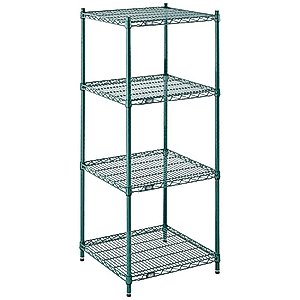 Nexel Poly-Green Adjustable Wire Shelving Unit, 4 Tier, Heavy Duty Commerical Storage Organizer Wire Rack, 24" x 24" x 63", Green