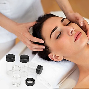 Furnido 20ml Glass Sample Vial,20 Pcs Empty Refillable Glass Bottle with Black Screw Caps,Essential Oil Bottle Storage Liquid Sampling Collection Container,20 Label (Clear)