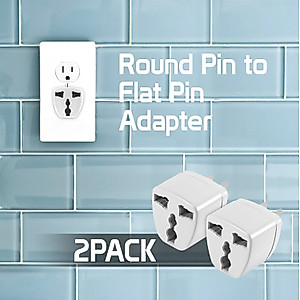 Cellet Universal Travel Adapter: Seamless Plug Conversion for International Travelers AC Wall Power Adapter to Convert China, UK, AU, EU & Other Plugs to US Plug Socket (2PACK)