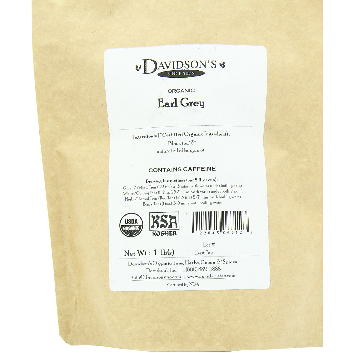 Davidson's Tea Bulk, Earl Grey, 16-Ounce Bag