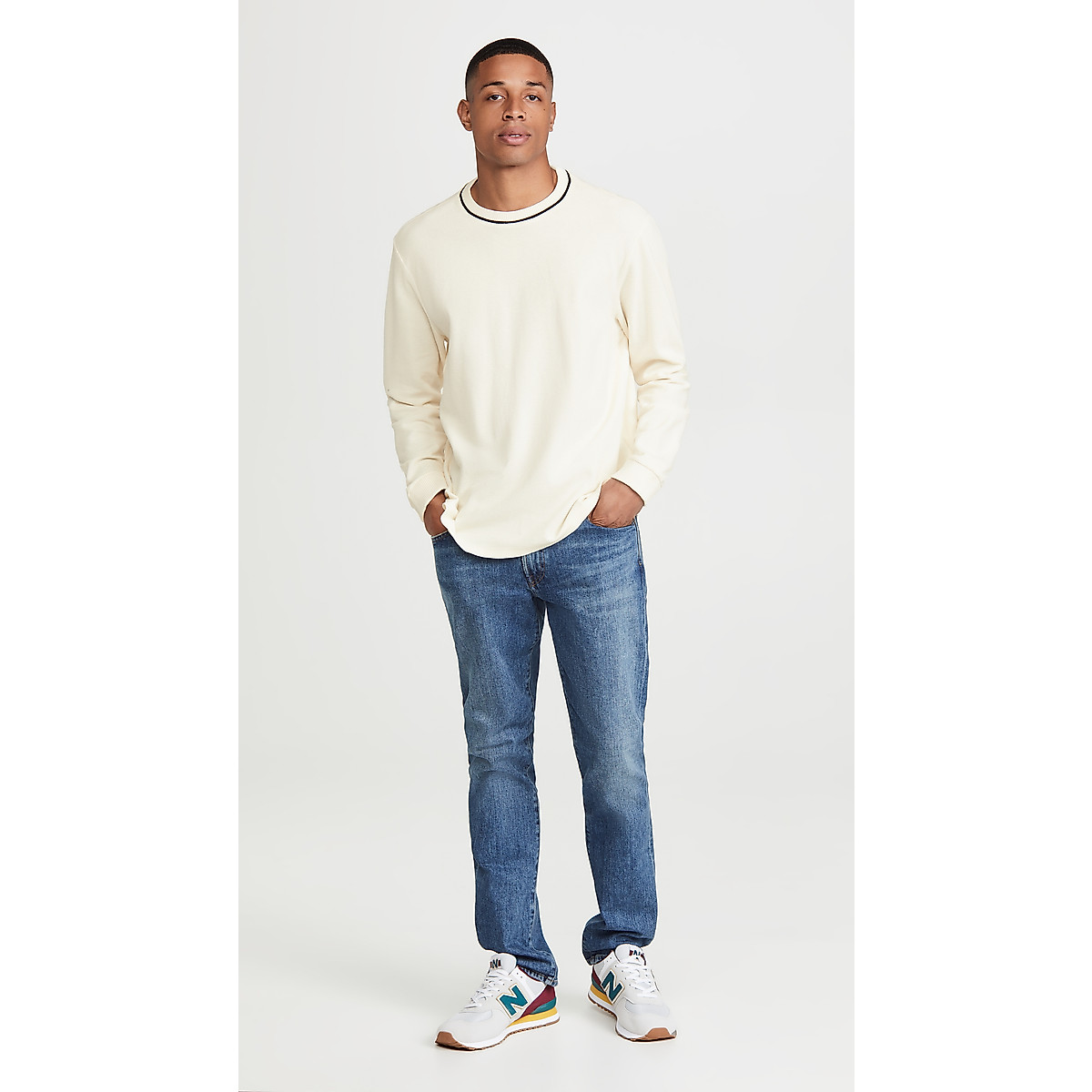 Club Monaco Men's Pique Sweatshirt, Blanc DE Blanc, Large