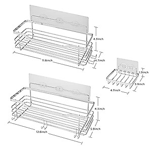 Lonelli 3 Pack Shower Caddy Bathroom Organizer Storage Shelves NO NAIL, NO DRILL SUS304 Stainless Rustproof Bathroom, Kitchen Organizers and Storage Shower Shelves With Razor Holders