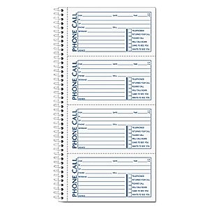TOPS Phone Message Book, Carbonless Duplicate, 4 Messages per Page, 200 Set per Book (4002)