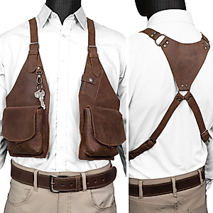 Hide & Play, Shoulder Holster with Adjustable Straps, Ideal for Cosplay, Steampunk, Renaissance, Costume Parties, Full Grain Leather, Handmade, Bourbon Brown