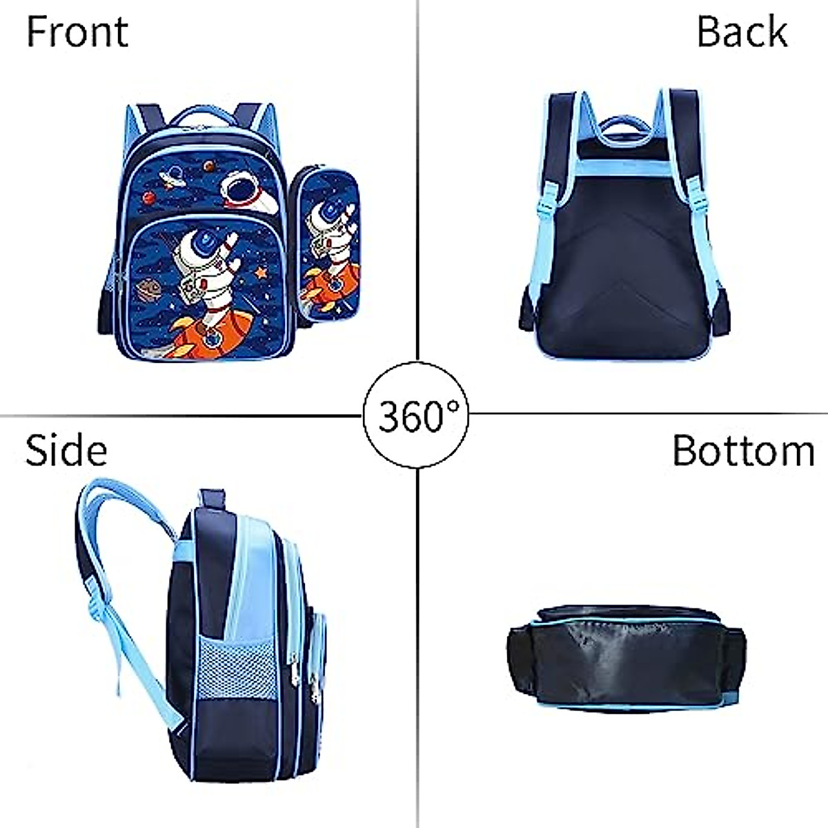 YUNYINIE 16.5" Space Astronaut School Backpack Set and Bucket Hat for Kids, Cute Lightweight Preschool Backpack for Toddlers Boys Girls