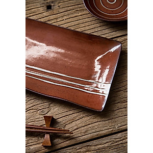 Pangu 12-Piece Japanese Style Sushi Plate Set, Dinnerware Set, Kage(Shadow), Brown, Service for 4