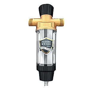 Reusable Spin Down Sediment Water Filter,Copper Pre - Filter with Meter Whole House Front Water Purifier Household - Backwash, Tap Water Stainless Steel Mesh 40 Micron Fine Filter