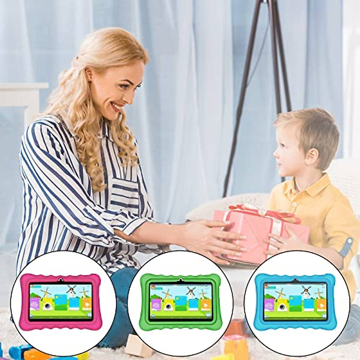 HD Tablet WiFi Bluetooth Android Game Tablet,7Inch IPS Display Screen,WiFi,2GB RAM+16GB ROM,3000mAh,Android 11 System (Green)