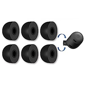 3X Pair Memory Foam Comfort Eartip Ear Bud Replacement for Google Pixel Buds Pro,Anti-Slip Ear Tips for Google True Wireless Earphone,Noise Cancellation,Soft Earbuds Memory Foam Tip (Size: Small S)