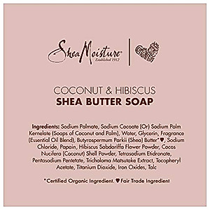 Sheamoisture Bar Soap for Dull, Dry Skin Coconut and Hibiscus Sulfate Free Soap Bar 8 oz